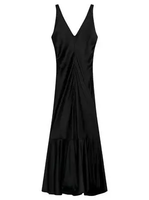 Sportmax V-neck Ruffled Maxi Dress - Black