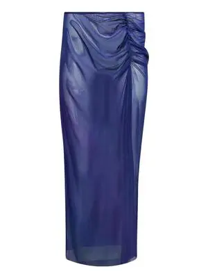 Bond Eye Claudia Mesh Draped Maxi Skirt - Blue