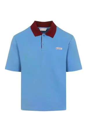 Marni Contrast-collar Polo Shirt - Blue