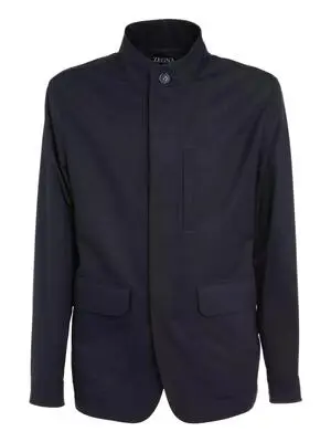 Zegna High-neck Patch-pocket Jacket - Blue