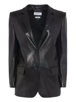 Alexander McQueen Single-breasted Leather Blazer - Black