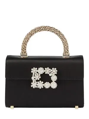 ROGER VIVIER Flower Crystal-embellished Clutch - Black