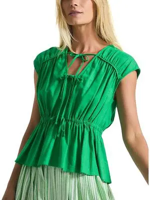 Derek Lam 10 Crosby Caroline Double Tie V-neck Top - Kelly Green