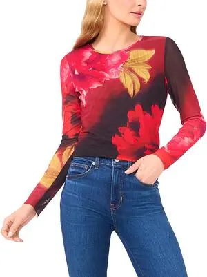 Ted Baker London Crewneck Mesh Top - Flame Scarlet