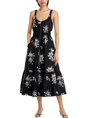 Cinq À Sept Wildflower Whimsy Vernetta Midi Dress - Black / Ivory