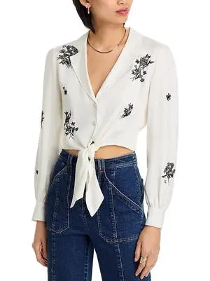 Cinq À Sept Wildflower Whimsy Marin Top - Ivory/ Black