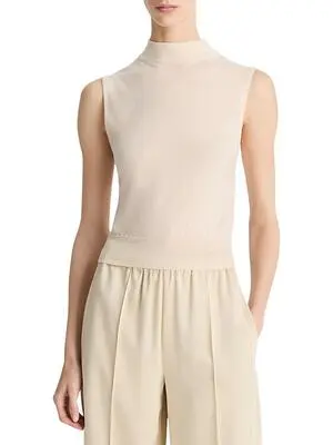 Vince Sleeveless Mock Neck Top - Off White