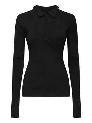 Balenciaga Ribbed Polo Shirt - Black