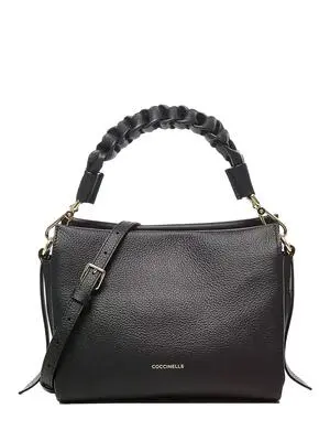 COCCINELLE Braided-handle Leather Shoulder Bag - Black