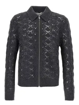 JIL SANDER Perforated-detail Zip-front Cardigan - Grey