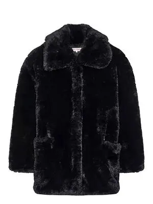 Free People Faux-fur Collar Coat - Black