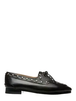 Bally Plume Studded Leather Boat Shoes - Black