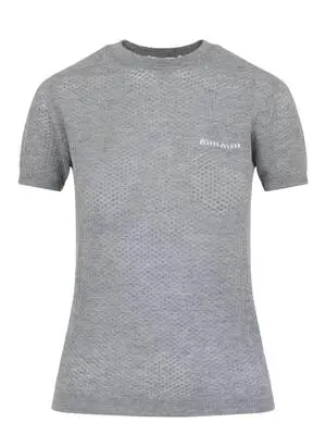 Miu Miu Logo-intarsia T-shirt - Grey
