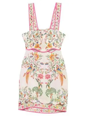 Farm Rio Floral-embroidered Mini Dress - Pink