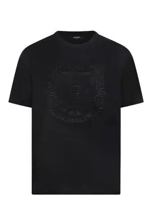 Balmain Crest Embroidered T-shirt - Black