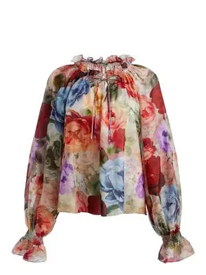 Alice + Olivia Norah Floral Print Blouse - Neutrals