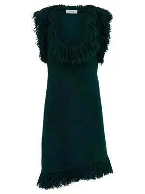 FERRAGAMO Fringe Detail Mini Dress - Green