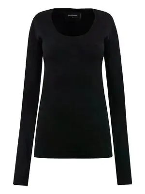 Dsquared2 Round-neck Long-sleeve Top - Black