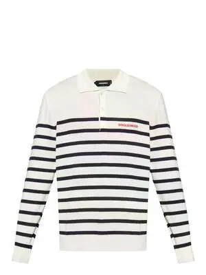 Dsquared2 Striped Polo-neck Sweater - White