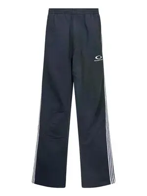 Balenciaga Embroidered-striped Track Pants - Blue