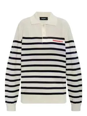 Dsquared2 Striped Polo-neck Sweater - White