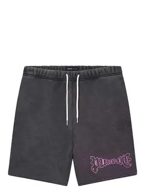 PURPLE BRAND Arched Gothic Wordmark Shorts - Black