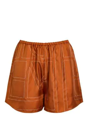 TOTEME Logo-embroidered Silk-satin Shorts - Terracotta