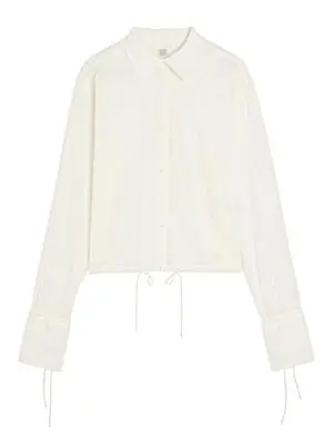 TOTEME Plissé Cotton Shirt - Off White
