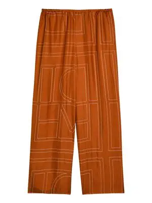 TOTEME Logo-embroidered Silk-satin Trousers - Terracotta