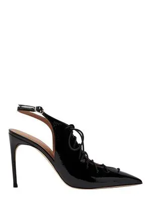 MALONE SOULIERS Alia 90 Patent Leather Slingback Pumps - Black