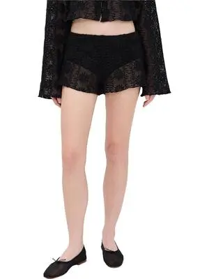 Lioness Floral Embroidered Crochet Shorts - Onyx Floral