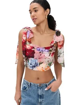 Alice + Olivia Haven Cropped Bustier - Storm Floral Sm