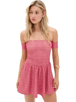 BELLA VENICE Mini Gingham Check Dress - Red Gingham
