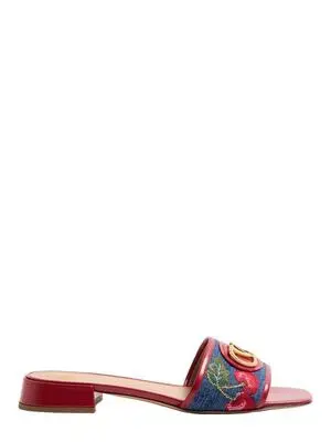 Valentino Garavani Vlogo Signature Denim Slide Sandal - Denim/multicolour