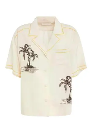 Zimmermann Palm Tree-print Shirt - Neutrals