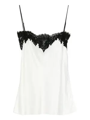 Stella McCartney Sleeveless Lace Satin Top - Neutrals