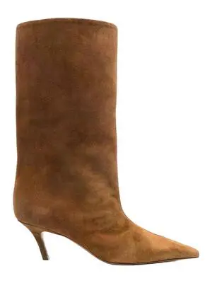 Amina Muaddi 60mm Fiona Suede Knee-high Boots - Brown