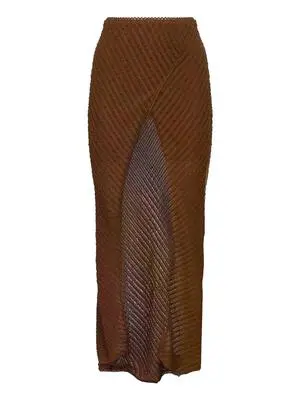 Charo Ruiz Ibiza Eris Ribbed Side-slit Skirt - Brown