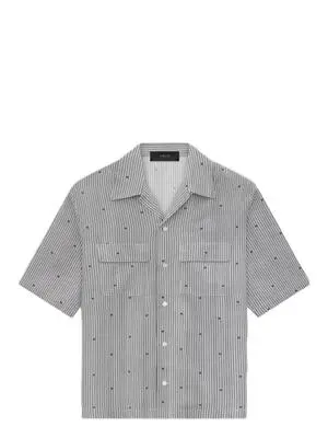 Amiri Pinstripe Camp-collar Shirt - Black
