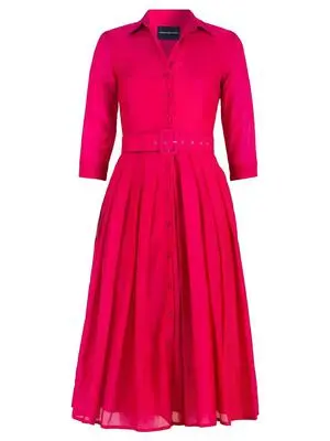 Samantha Sung Audrey Belted Pleated Midi Dress - Pink