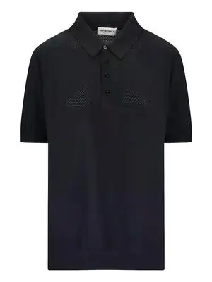 GOES BOTANICAL Perforated Polo Shirt - Black