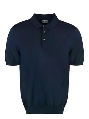 THE (ALPHABET) Fine-knit Polo Shirt - Blue