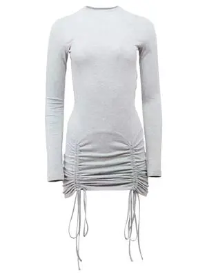 Fleur Du Mal Riley Long-sleeve Drawstring Dress - Grey
