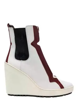 Hogan Lace-up Wedge Boots - White