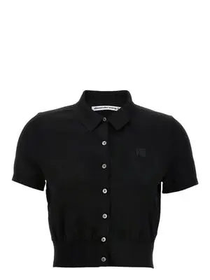 Alexander Wang Logo-embroidered Short-sleeve Shirt - Black