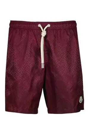 Moncler Monogram-jacquard Swim Shorts - Red