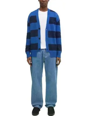 Aries Striped Buttoned Cardigan - Blue