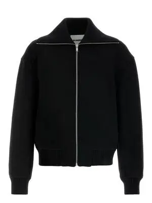 JIL SANDER Zip-up Wool Bomber Jacket - Black