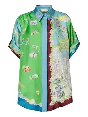 ALEMAIS Alémais Daria Printed Silk Satin Shirt - Multicoloured