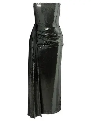 Alex Perry Draped Sequined Corset Dress - Green